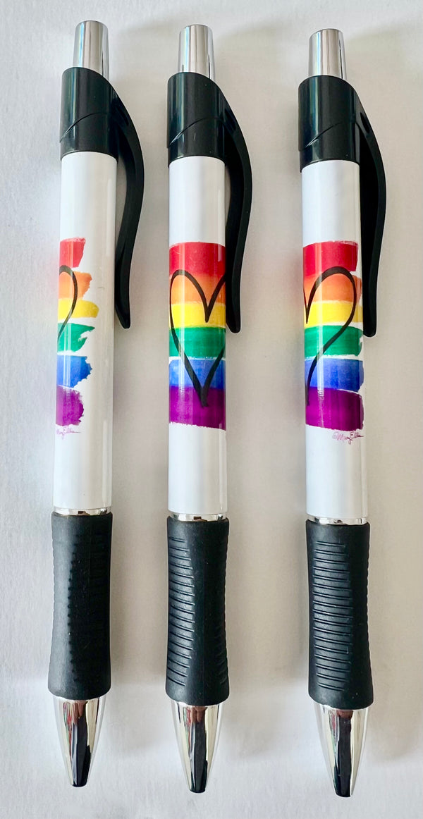 Rainbow Heart Pen Set of 3 Grip Pens - Fifth Avenue Manufacturers